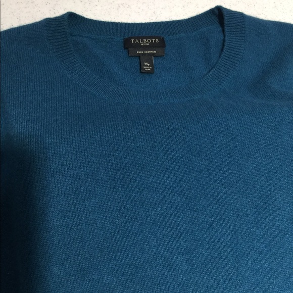 Talbots | Sweaters | Talbots Cashmere Sweater Petite Crew Neck Teal ...
